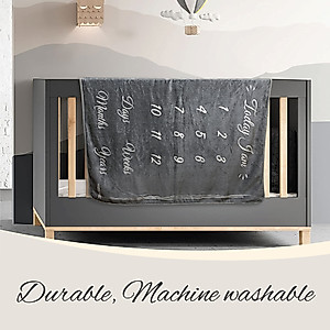 ONE4ONE Safety Grey Baby Monthly Milestone Blanket Boy, Girl.Extra Large Baby Milestone Blanket Baby Gifts, Nursery Decor Baby Shower. Newborn Baby Month Blanket. Baby Growth Chart Blanket