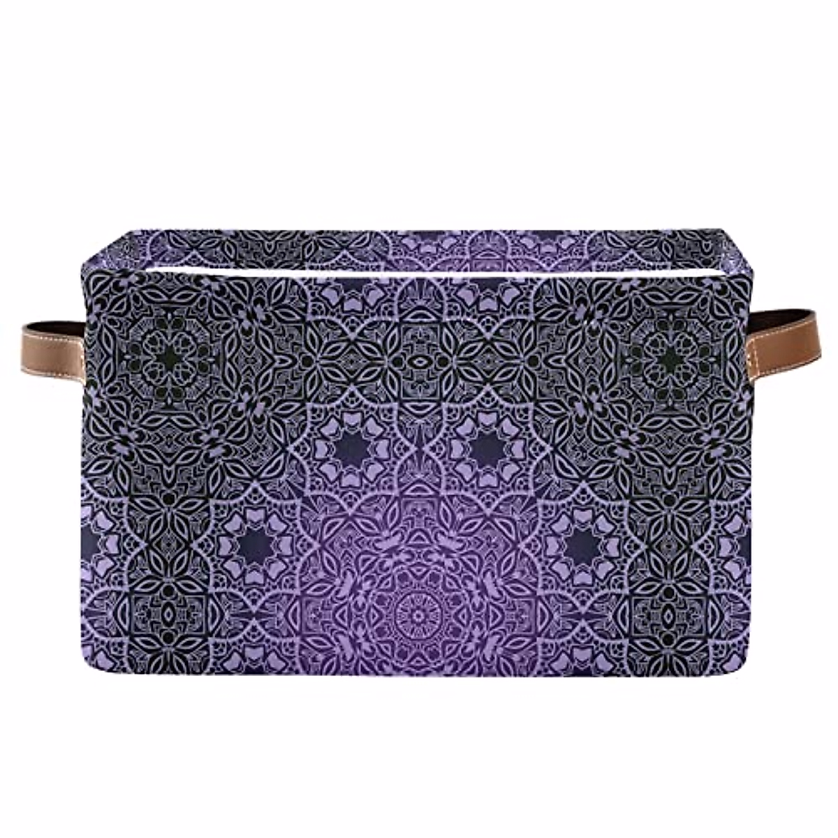 Kigai Collapsible Storage Basket with Handles, Mandala Pattern Canvas Fabric Storage Bins Toys Clothes Organizer for Bedroom, Nursery, Shelves, Closets (1PACK)