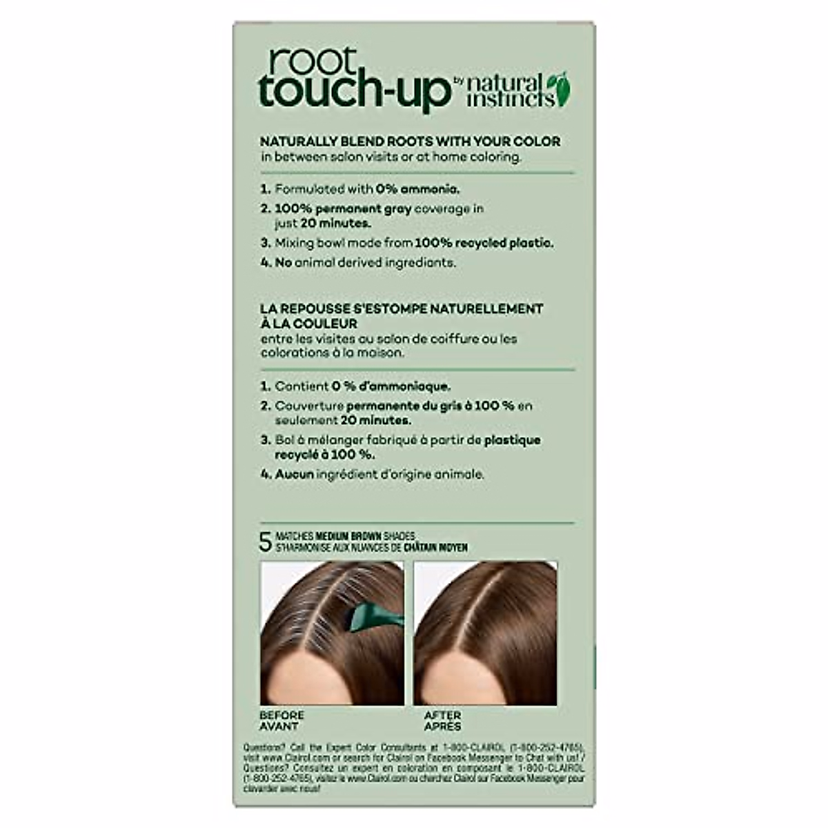 Clairol Root Touch-Up by Natural Instincts Permanent Hair Dye, 5 Medium Brown Hair Color, Pack of 1