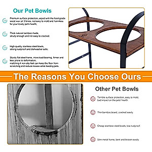Alpeir Elevated Dog Bowls, Raised Dog Bowl Stand with 2 Stainless Steel Food Bowls, Adjustable Pet Feeder Station, Retro Brown
