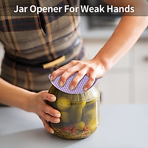 4pcs Jar Opener Gripper Pads-Clearance, Silicone Rubber Bottle Lid Opener, Strong Grip Pad Set Opening Cans, Jars, Bottle lid Cap, for Seniors with Arthritis Weak Hands Kitchen Coaster (Purple)