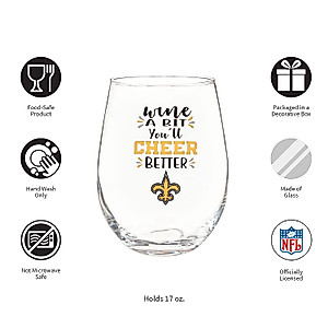Team Sports America New Orleans Saints, 17oz Boxed Stemless WIne Glass