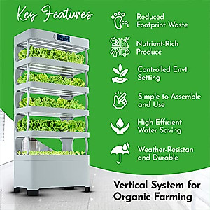 Nutraponics Hydroponics System for Herbs, Fruits, & Vegetables – Hydroponic Growing System with Automated LED Grow Lights – Vertical Farming for Indoor Tower Garden – 72 Planters and 82 Seeding Sites