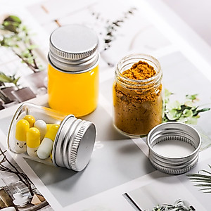 Coloch 36 Pack 15ml Empty Glass Jars with Screw Aluminum Caps, 0.5Oz Mini Cosmetics Container Jar Glass Paint Jar Refillable Glass Oil Vials Test Bottles for Cosmetics, Chemicals, Decoration