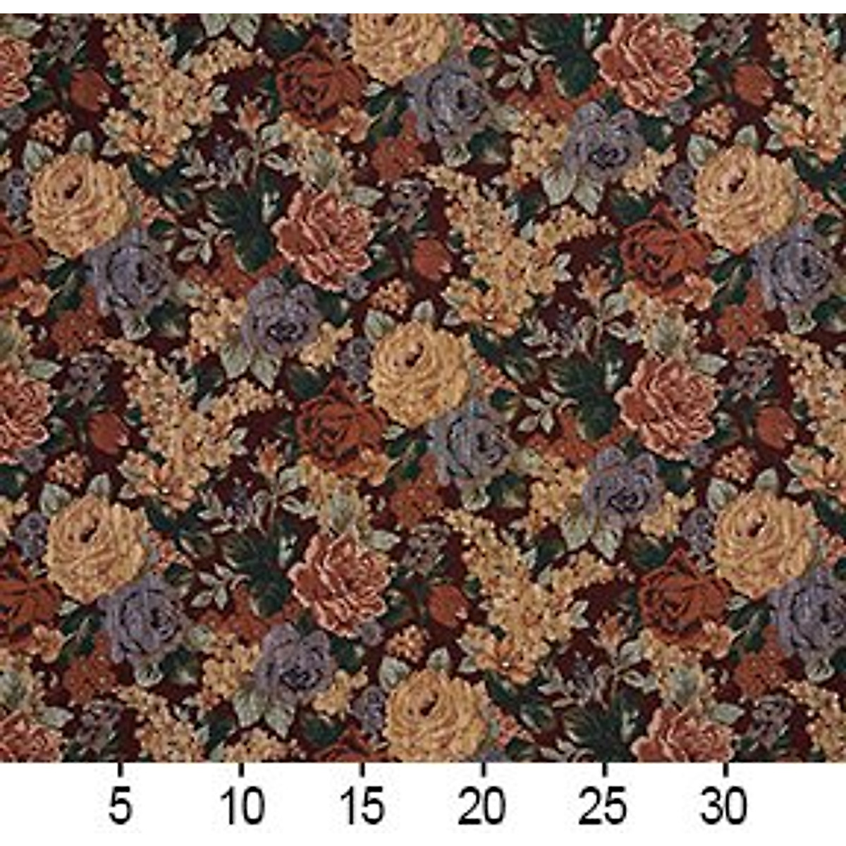 F924 Red and Green Floral Tapestry Upholstery Fabric by The Yard