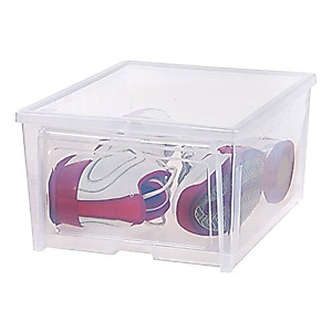 IRIS USA, Inc. IRIS Easy Access Men's Shoe Box, 4 Pack, Wide, Clear