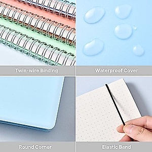 WORPICE Dotted Spiral Notebook - 3 Pack Bullet Dotted Journal A5, 5.7" x 8.3" Dotted Grid Journal, 70 Sheets/140 Pages Per Dotted Notebook, 120gsm Thick Dotted Paper, Green, Blue, Pink