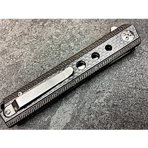 TACTICAL GEARZ Carbon Fiber EDC Pocket Knife! TG Torus, Carbon Fiber Handle! Razor Sharp D2 Steel Blade! Ball Bearing Pivot System Open! Includes Sheath! (Torus)