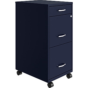 LYS SOHO Box/File/File Mobile Navy File Cabinet, 3 Drawer