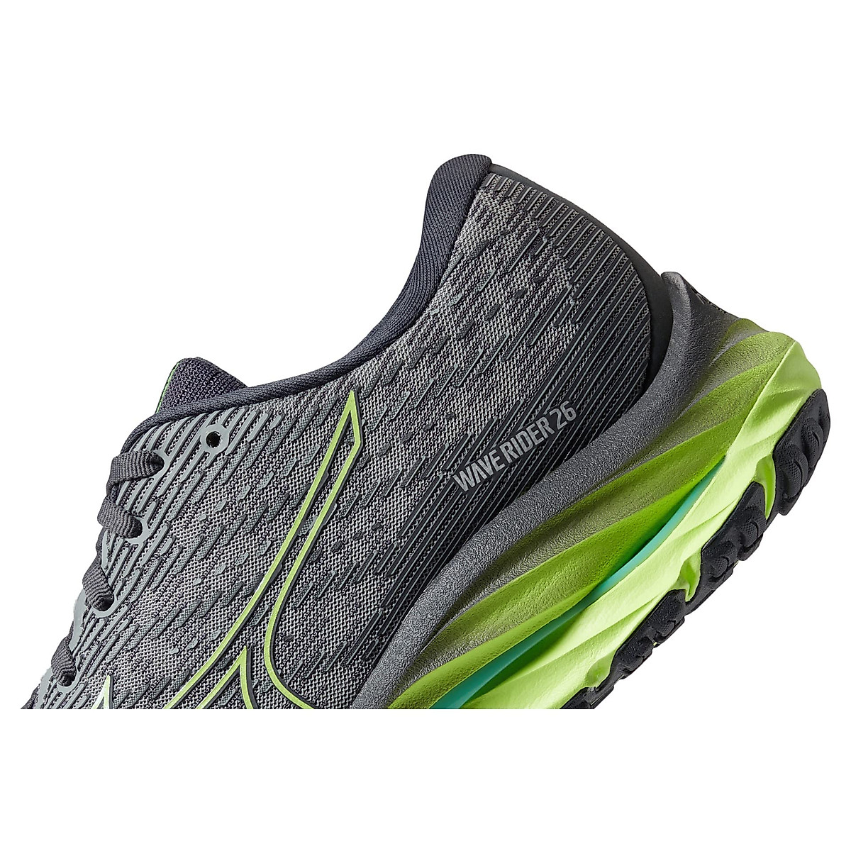 Mizuno Men's Wave Rider 26 | Neutral Running Shoe | Ultimte Grey/Neo Lime | US 10.5