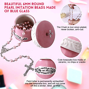 My First Rosary Cross for Girl Keepsake Box and Rosary Gifting Set, Pink