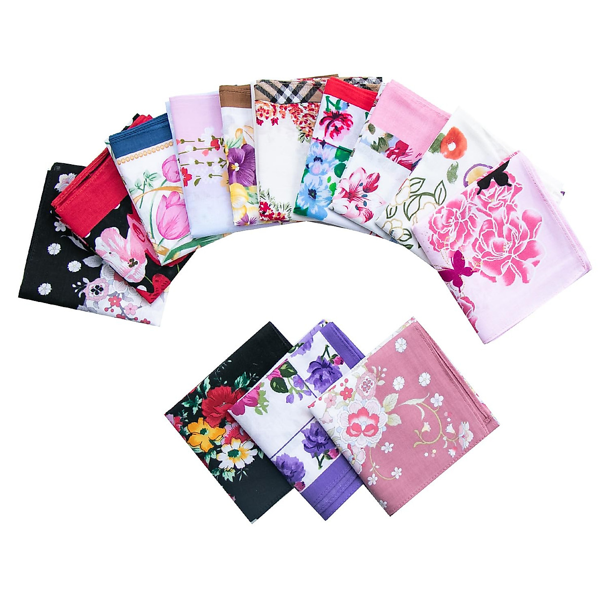 CoCoUSM Ladies Retro Style Vintage Floral Print Cotton Handkerchiefs 6PCS