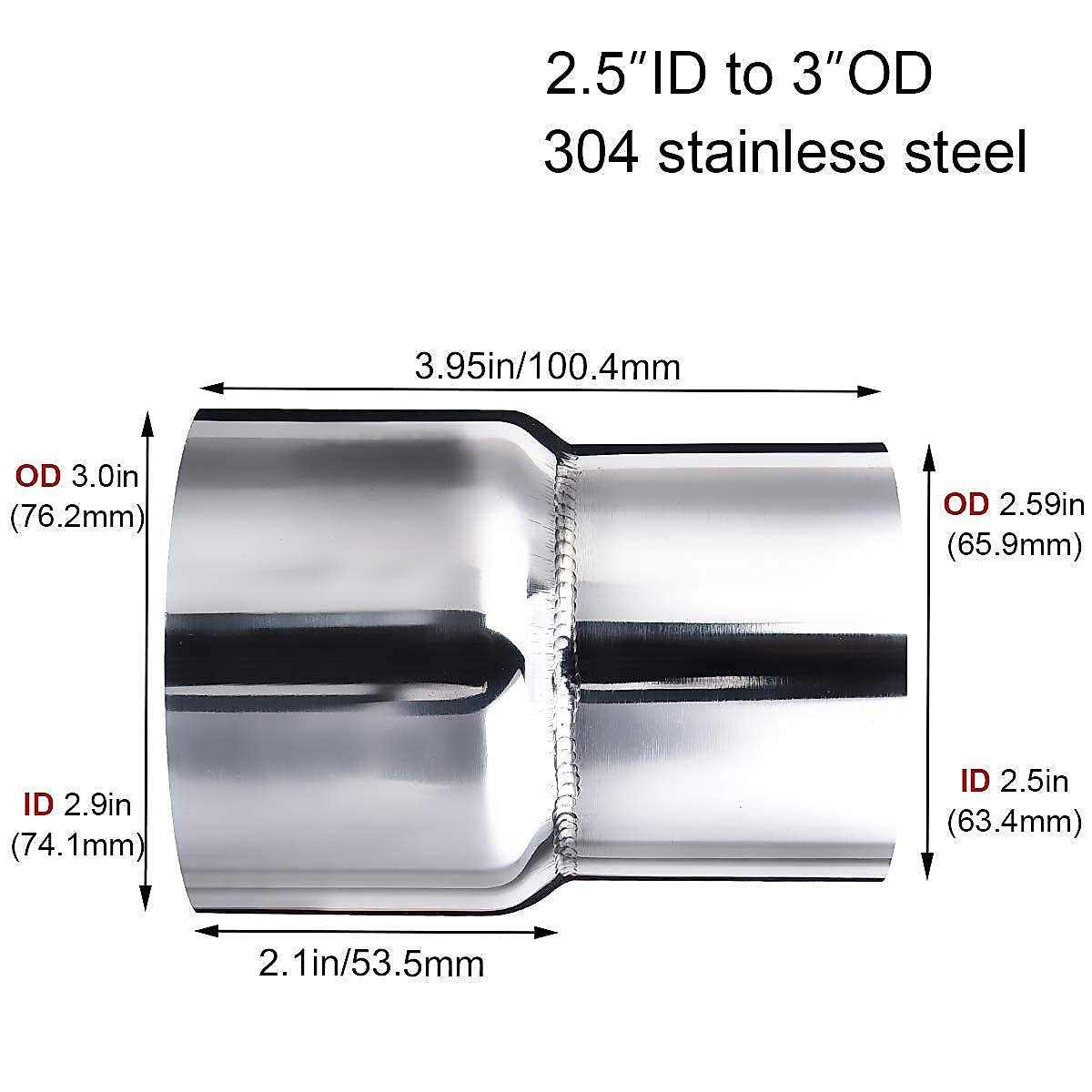 EVIL ENERGY 3 Inch V Band Clamp, Bundle with 2.5" ID to 3" OD Exhaust Pipe Reducer Adapter