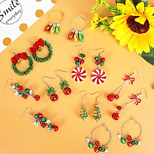 9/10/14/20 Pairs Christmas Earrings for Women Christmas Tree Bells Drop Dangle Earrings Holiday Earrings Xmas Jewelry…