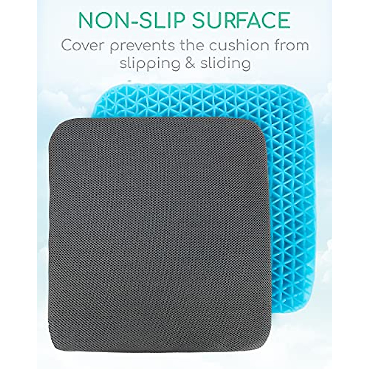 Gel Seat Cushion (Gray) by Xtra-Comfort - Seat Pad for Cars, Outdoors, Kitchens, Offices and Wheelchairs - Butt Cushion for Coccyx, Tailbone Pain and Lower Back, Sciatica Issues - Sitting Upholstery