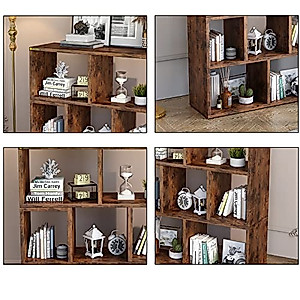 ALISENED 7-Cube Storage Shelf Organizer Bookshelf System, Modern Bookcase Open Standing Book Shelving Cabin, Wooden Bookshelf Display Cube Shelves Compartments