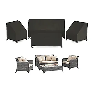 MaWGcowerd Patio Furniture Cover-420D Oxford Cloth Sofa Table Chair Waterproof Cover, 4 Piece Set of Outdoor Garden Patio Furniture Waterproof Dustproof Sunscreen Cover