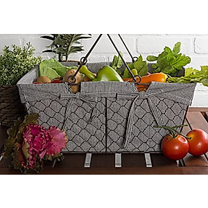 DII Farmhouse Chicken Wire Egg Basket, Storage Baskets with Liner, Stripes, 16x12x7.88"