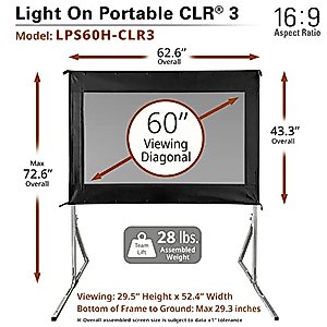 Elite Screens Light-On Series, 60-inch Diag.16:9, Ceiling Ambient Light Rejecting Folding-Frame Portable Projector Projection Screen, Exclusively for Ultra Short Throw Projectors, LPS60H-CLR3, Silver