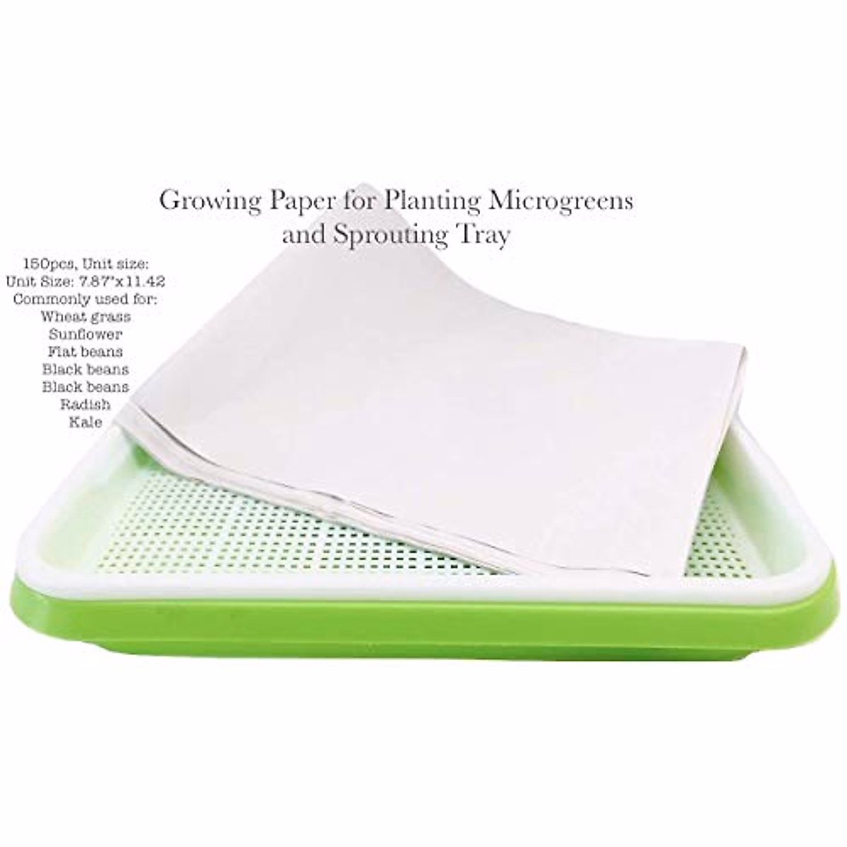 Pack of 150 pcs Germinating Growing Paper Seed Sprouter Vegetable Microgreens Planting Paper 7.8" x 11.4". Fit for Plant Germination Tray (13.4"x 9.8") Trays NOT Included
