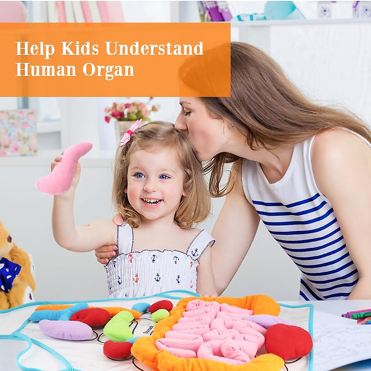 AIPINQI Anatomy Apron,Body Anatomy Apron Kids Human Body Organs Awareness Educational Toys for Children Preschool Science Homeschool Teaching Aids