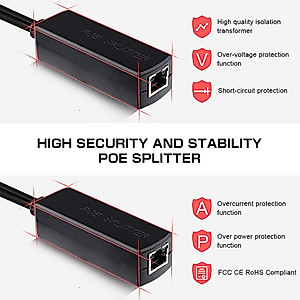 Active PoE Splitter - Power Over ethernet Splitter Adapter, 48V to 12V, IEEE 802.3af Compliant, 10/100Mbps PoE Splitter for Surveillance Camera, WAP and VoIP Phone, up to 100m, 2 Pack