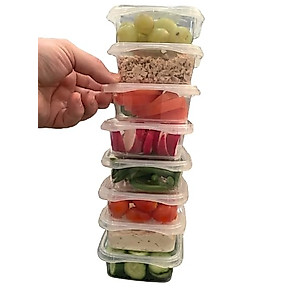Generic 50-Pack 8-oz. Square Wave Shape Clear Deli Containers with Lids - Tamper-Proof Food Storage Containers for Kitchen Storage, Meal Prep, Take Out (50)