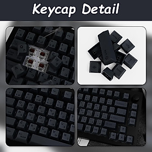 JOLINTAL 143 Keys Grey on Black Keycaps Set, Japanese Keycaps Custom Keycaps Black on Grey Keycaps, PBT Cherry Profile Keycaps for Mechanical Keyboard