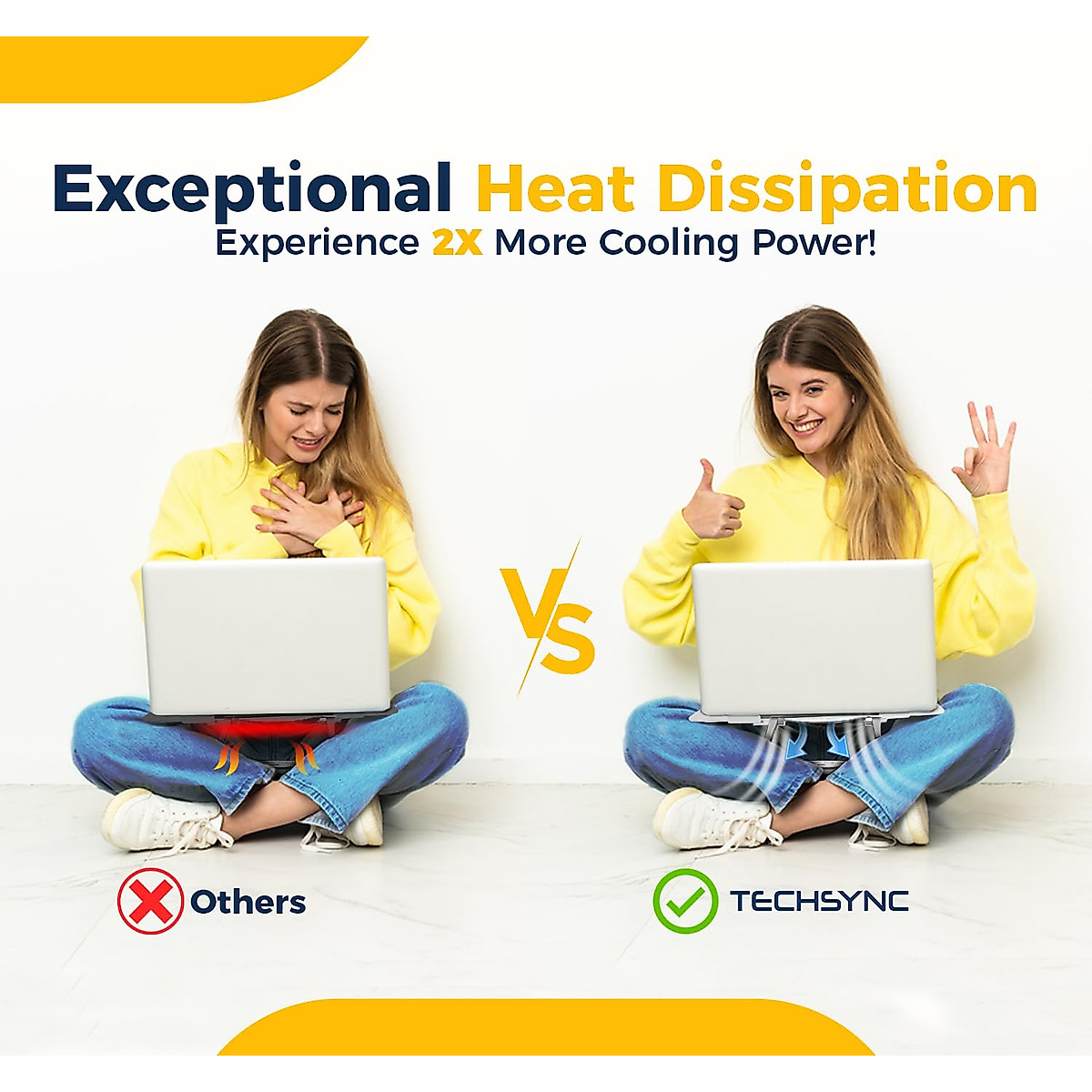 TechSync 360° Rotating Portable Laptop Stand for Desk, Aluminum Ergonomic Laptop Riser Adjustable height for MacBook & laptop up to 16" & Holds weight upto 22 lb, Swivel Laptop Holder Stand - Silver