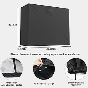 Mini Split Air Conditioner Cover for Outdoor Condenser 35.8 x 14.1 x 27.1 inches Split AC Cover for Outside Units Dust-Proof Waterproof Split Air-Conditioning Unit Protection Cover Winter Anti-Snow