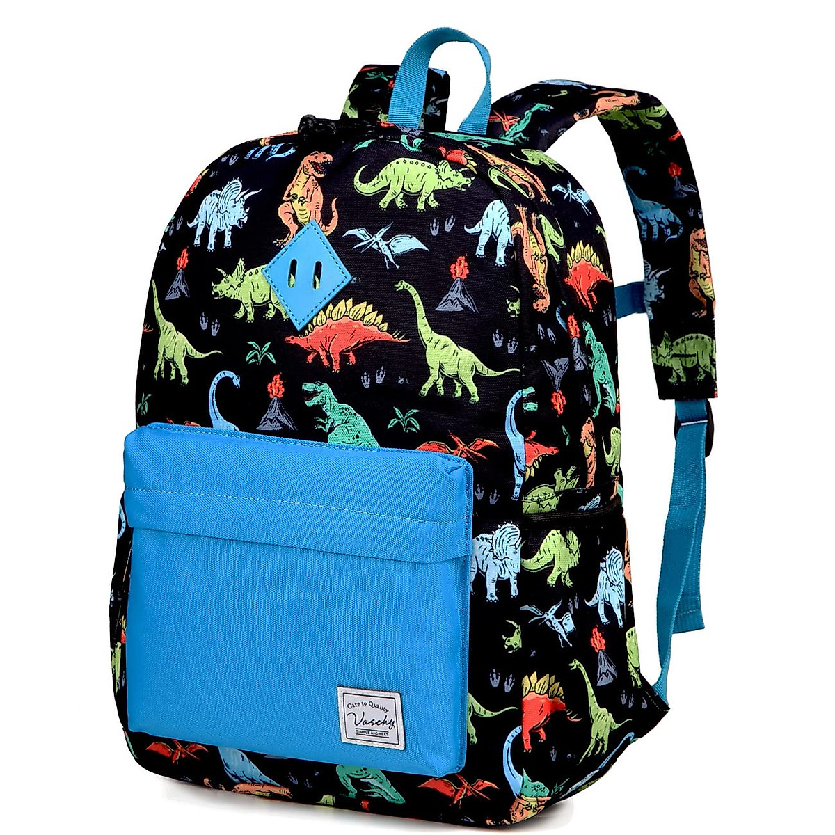 VASCHY Dinosaur Backpack for Boys, Kids Water Resistant Lightweight Backpack for Toddlers Daycare Preschool Blue