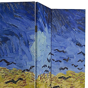 LANDCHY 6 Panel Room Divider Oversized 7.8FT W Foldable Room Divider Privacy Screen Van Gogh's Painting-Wheat Field with Crows,Foldable Portable Room Separating Divider Room Partition Freestanding