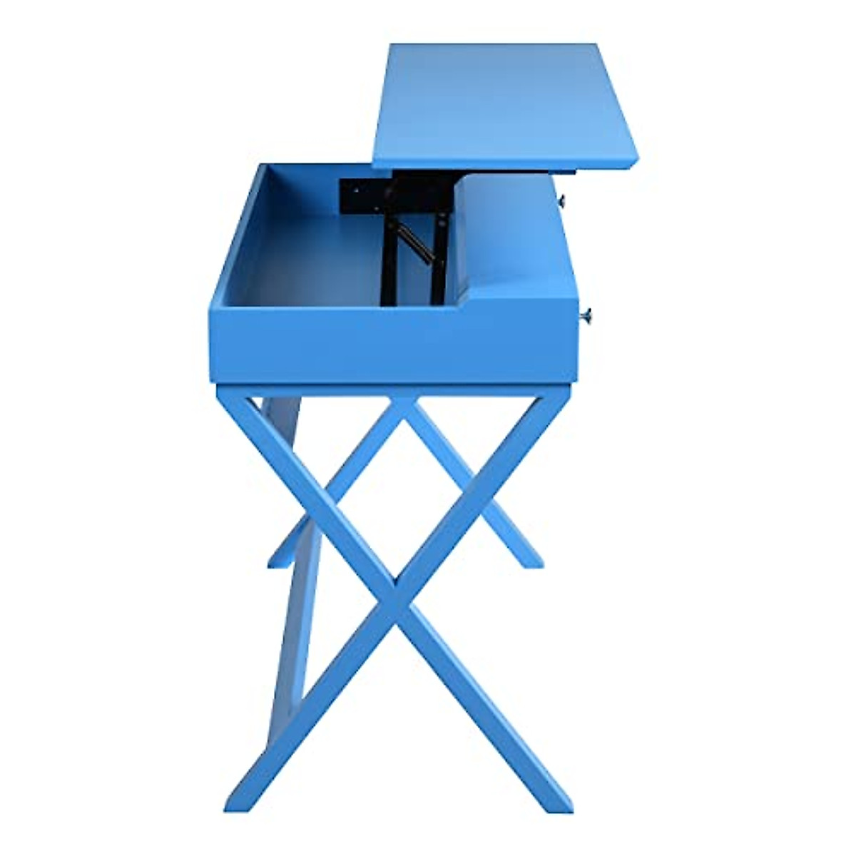 AVGVLIJ Lift Desk with 2 Drawer Storage, Computer Desk with Lift Table Top, Adjustable Height Home Study Writing Table Desk for Office, Home, Living Room (Blue)