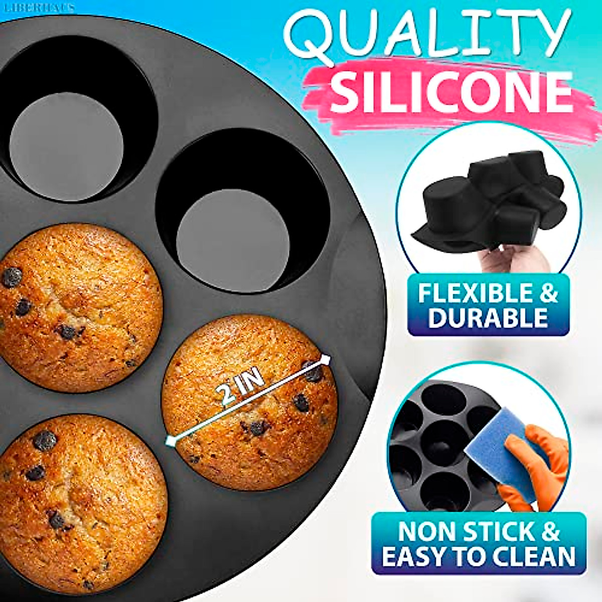 Air Fryer Silicone Cupcake Pan - 3.5-5.8l Air Fryer Egg Bites Mold Nonstick Muffin Pan Egg Cups Molds Silicone Muffin Pan For Air Fryer Accessories - 7 Mini Muffin Maker Cupcake Tray Baking Mold
