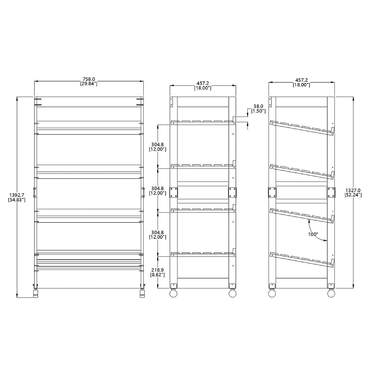 FixtureDisplays® 4-Tier Bakery Bread Rack with Angled Shelves Wooden Display Rack Bread Store Rack 30X18X55" 101143