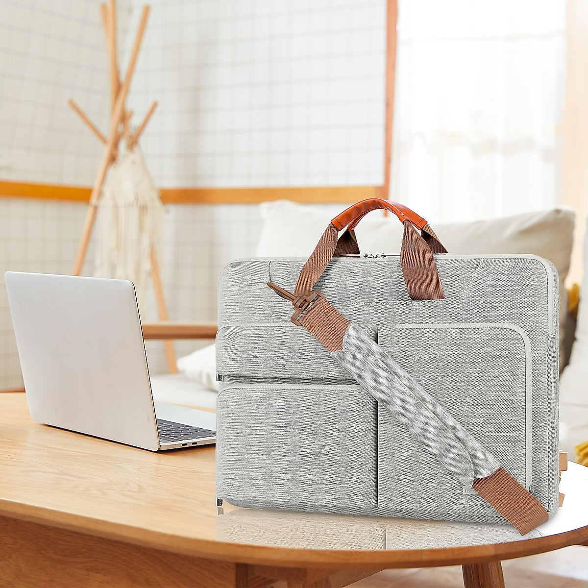 Lacdo 360° Protective Laptop Shoulder Bag, 16 inch Laptop Bag for 16 inch New MacBook Pro M4/M3/M2 /M1 Pro Max A3403 A3186 A2991 A2780 A2485 2024-2019, 15" Surface Laptop 7th Copilot+PC Computer, Gray