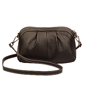 Ainifeel Women's Genuine Leather Small Shoulder Handbags Crossbody Bags Wallet Purse (Small 9.4''(W) x 3.1'' (D) x 6.5'' (H), Black)