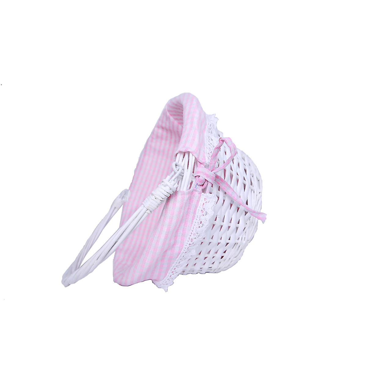 KRZIL Easter Basket Gift Basket Oval Willow Round Wicker Storage Basket With One Drop Down Handle Fabric Cotton Linen For Office, Bedroom, Closet, Toys