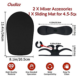 Sliding Mats for Kitchen aid Head Stand Mixer with 2 Black Kitchen Accessories,Mixer Mover Slider Mat Pad for Kitchenaid 4.5-5 Qt Tilt-Head Stand,Kitchen aid Mixers Accessories