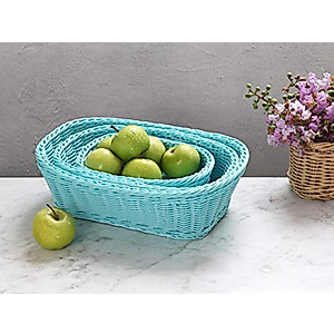 Colorbasket 545183 Hand Woven Waterproof Rectangular, Blue, 3pc Set (51401-204)
