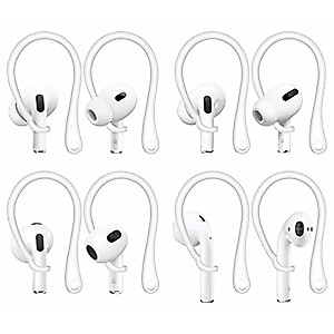 4 Pairs 【 Anti-Slip 】 Compatible with AirPods 2 Ear Hooks, Replacement Ergonomic Design Comfortable Fit Ear Tips Wingtips Sport Holder Accessories Compatible with AirPods 3 2 1 & Pro White 722