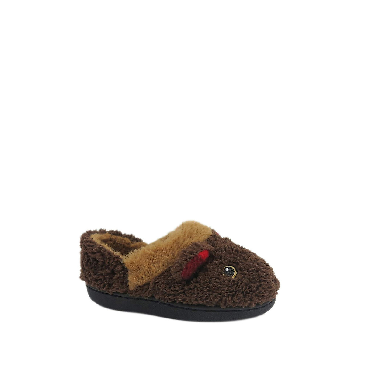 Wonder Nation Toddler Boy Aline Cute Critter face Fur Slippers (7-8 Toddler Brown