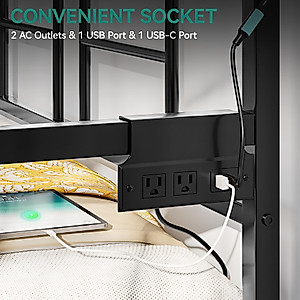 YITAHOME Twin Daybed with RGB LED Lights & Charging Station, Height Adjustable Day Bed Frame with Trundle, Versatile Metal Sofa Bed Frame for Bedroom, Living Room, Guest Room, Black