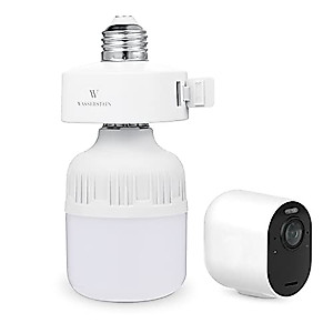 Wasserstein Bundle - Bulb Socket with Arlo Charging Cable & White Gutter Mount for Security Camera and Solar Panel Compatible with Arlo Ultra/Ultra 2, Arlo Pro 3/Pro 4 (Camera NOT Included)
