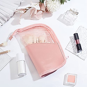 PH PandaHall 1pc Makeup Brushes Travel Case Pink Makeup Brush Holder Portable Cosmetic Bag Storage Organizer Foldable Makeup Organizer Bag with Zipper for Travel Bathroom Brush Lip Gloss