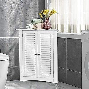 Tangkula Bathroom Corner Cabinet, Storage Cabinet w/Double Shutter Doors & Adjustable Shelf, Freestanding Floor Cabinet for Bathroom Living Room, 13 x 25.5 x 31.5 Inch (White)
