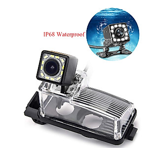 aSATAH 12 LED Adjustable Angle Car Rear View Camera for Nissan Tiida/Versa Hatchback/Grand Livina/Pulsar/Fairlady Z & Vehicle Camera Waterproof Reversing Backup Camera (12 LED Adjustable Angle)