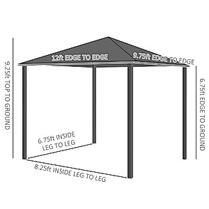 Outsunny 10' x 12' Hardtop Gazebo with Galvanized Steel Roof, Wood Grain Steel Frame, Heavy Duty Permanent Pavilion Outdoor Gazebo, for Garden, Patio, Backyard, Deck, Lawn