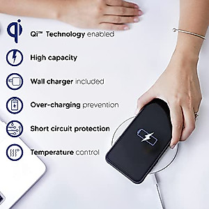 TALK WORKS 5W Wireless Charging Pad Compatible w/ iPhone 13/Pro/Pro Max, 14/Plus/Pro/Pro Max, 12, 11, XR, XS, X, 8, Samsung S22, S21, S20, S10, S9, S8 - Qi Certified Fast Charger w/USB Adapter (White)