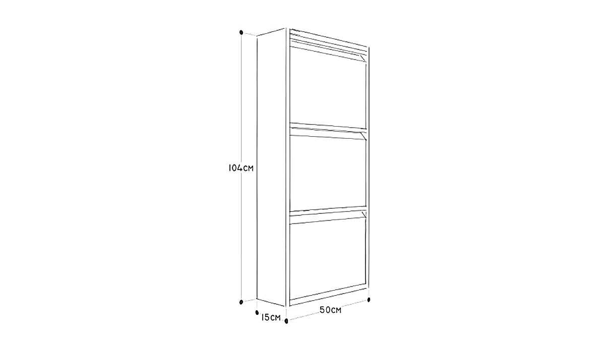 KASER Wall Mount Shoe Storage Cabinet - Slim 3-Drawer Organizer